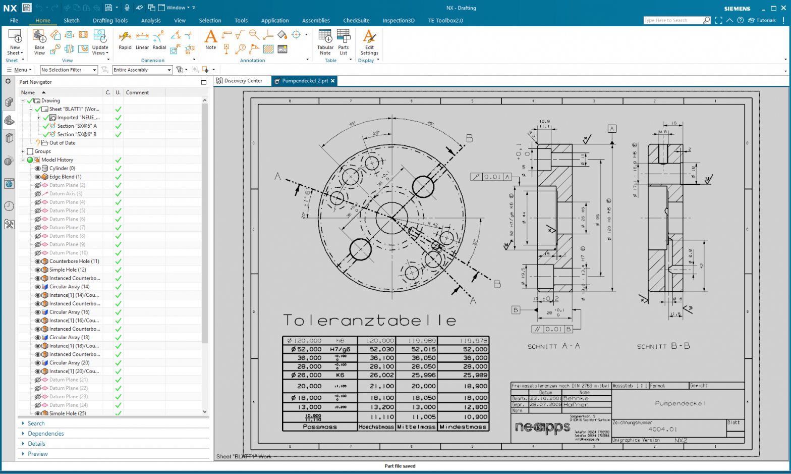 Toleranztabellen automatisieren mit Siemens NX
